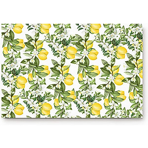 Summer Lemon Green Leaves Bathroom Rugs Soft Bath Rugs Non Slip, Washable Cover Floor Rug Absorbent Carpets Floor Mat Home Decor for Kitchen Bedroom (16x24)