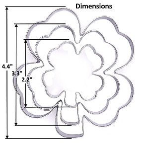 Sweet Cookie Crumbs St Patrick's Day Clover Cookie Cutter Set, 3 Piece, Stainless Steel, Shamrock