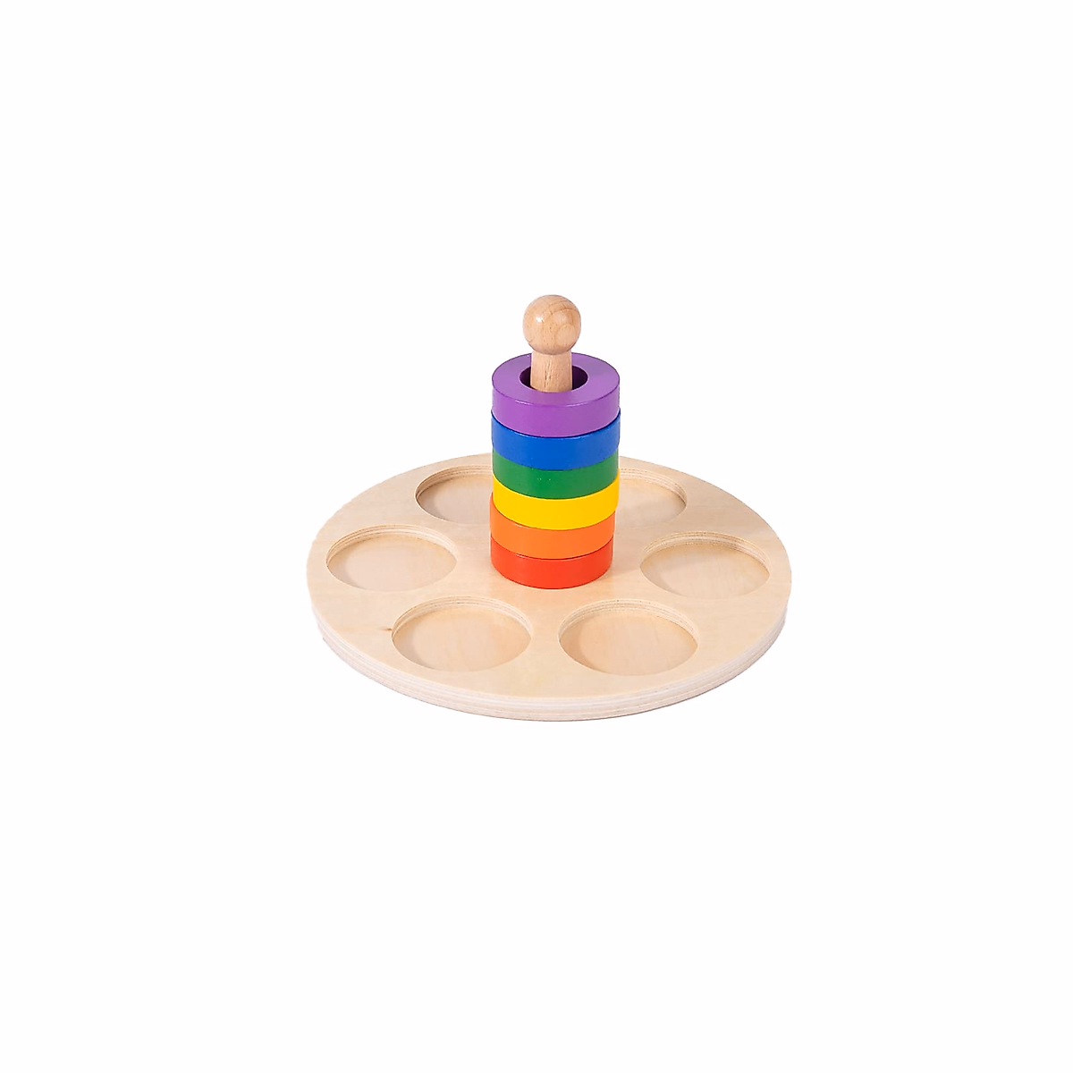 Adena Montessori 6 Rings on Peg Baby Toys for 1 Year Old Infant Toddlers