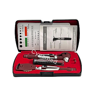 Premium Double Handle Otoscope Set -Otoscope/Great for School -Cynamed (BURGUNDY)