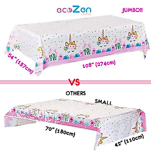 Extra-Large 2 Packs Unicorn Tablecloth, Unicorn Table Cloth for Birthday Party, 108”x54” Disposable Table Cover, Ideal Party Supplies for Unicorn Themed Baby Shower and Birthday Decoration for Girls