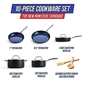 Blue Diamond Cookware Hard Anodized Ceramic Nonstick, 10 Piece Cookware Pots and Pans Set, PFAS-Free, Dishwasher Safe, Oven Safe, Grey