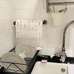 URALFA Under Cabinet Paper Towel Holder Wall Mount, Paper Towel Roll Holder Both Available in Adhesive and Screws, Paper Towel Rack for Kitchen, Bathroom, Pantry, Sink (Black)