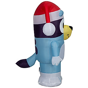 Bluey Christmas Airblown Inflatable in Santa Hat Bluey, 3.5 ft Tall, Blue