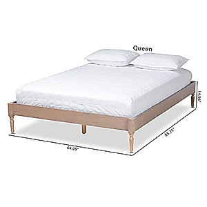 Baxton Studio Colette French Bohemian Antique Oak Finished Wood Full Size Platform Bed Frame
