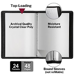 Dunwell Art Portfolio 11x17 - (Black) Large Portfolio Folder for Artwork, 11 x 17 Art Folder has 24 Pockets, Display 48 Pages, Portfolio Album for Artwork Storage, Presentation Book with Clear Sleeves