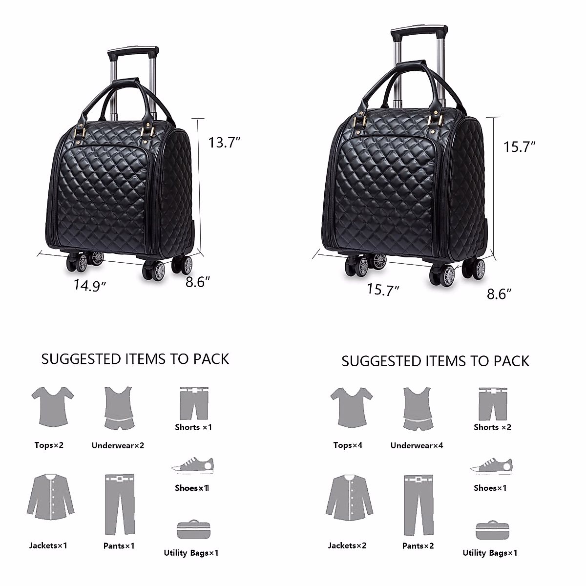 feilario 16in Leather Softside Underseat Carry on Suitcases Expandable Spinner Wheels Travel Luggage