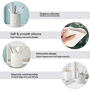 minimaliving Pen Holder,Nordic Style Silicone Waterproof Pencil Holder for Desk Simple&Modern Minimalist Makeup Organizer Multifunctional Office Supplies for Home,Kids and School(Light grey)