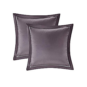 Madison Park Essentials Cal King Comforter Set, 24 Piece Bedding With Matching Curtains, Decorative Pillows, Luxe Diamond Tufting , Room in a Bag Joella Collection, Plum Cal King