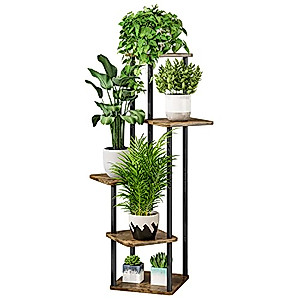 AZERPIAN Plant Stand 5 Tier Indoor Metal Flower Shelf for Multiple Plants Corner Tall Flower Holders for Patio Garden Living Room Balcony Bedroom, Black (5 Tier-Black)