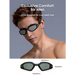 COPOZZ Men's Swim Goggles, Swimming Goggles Anti-fog No Leaking UV Protection for Adult men-Black(Mirrored)