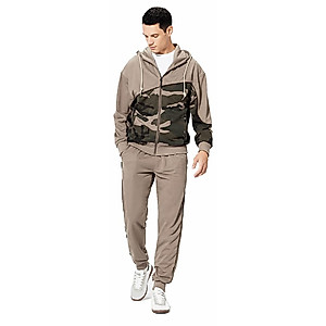 RPOVIG Men's Track Suits, 2 Pack Sweatsuits Outfits Full Zip Jackets Athletic Pants for Jogging Gym Workout