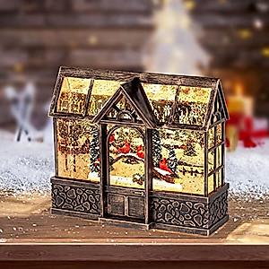 Cardinal Snow Globes,Christmas Snow Globes with 8 Music & Timer, Battery Or USB Cable Powered Operated Glittering for Christmas Table Centerpiece Decoration.Gifts for Family, Children or Friends