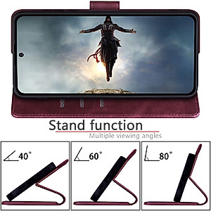 SUANPOT for Samsung S20 FE Leather Wallet case with RFID Blocking Credit Card Holder, Flip Folio Book Magnetic PU Cell Phone Plus Cover for (Wine Red, Only for S20 FE)