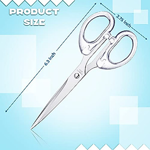 3 Pieces 6.3 Inches Acrylic Scissors Clear Silver Scissors Fabric Scissors Straight Acrylic Stainless Steel Multipurpose Craft Scissors for Office, Home, School, Sewing