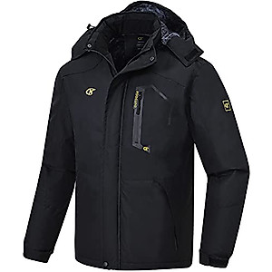 QPNGRP Mens Waterproof Ski Snowboarding Jacket Winter Windproof Snow Coat Black Large