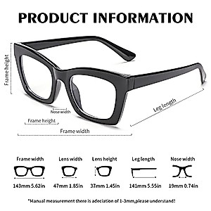SCVGVER Retro Cateye Glasses Classic Non-Prescription Clear Lenses Eyewear for Women Men (Black Frame/Clear Lens)