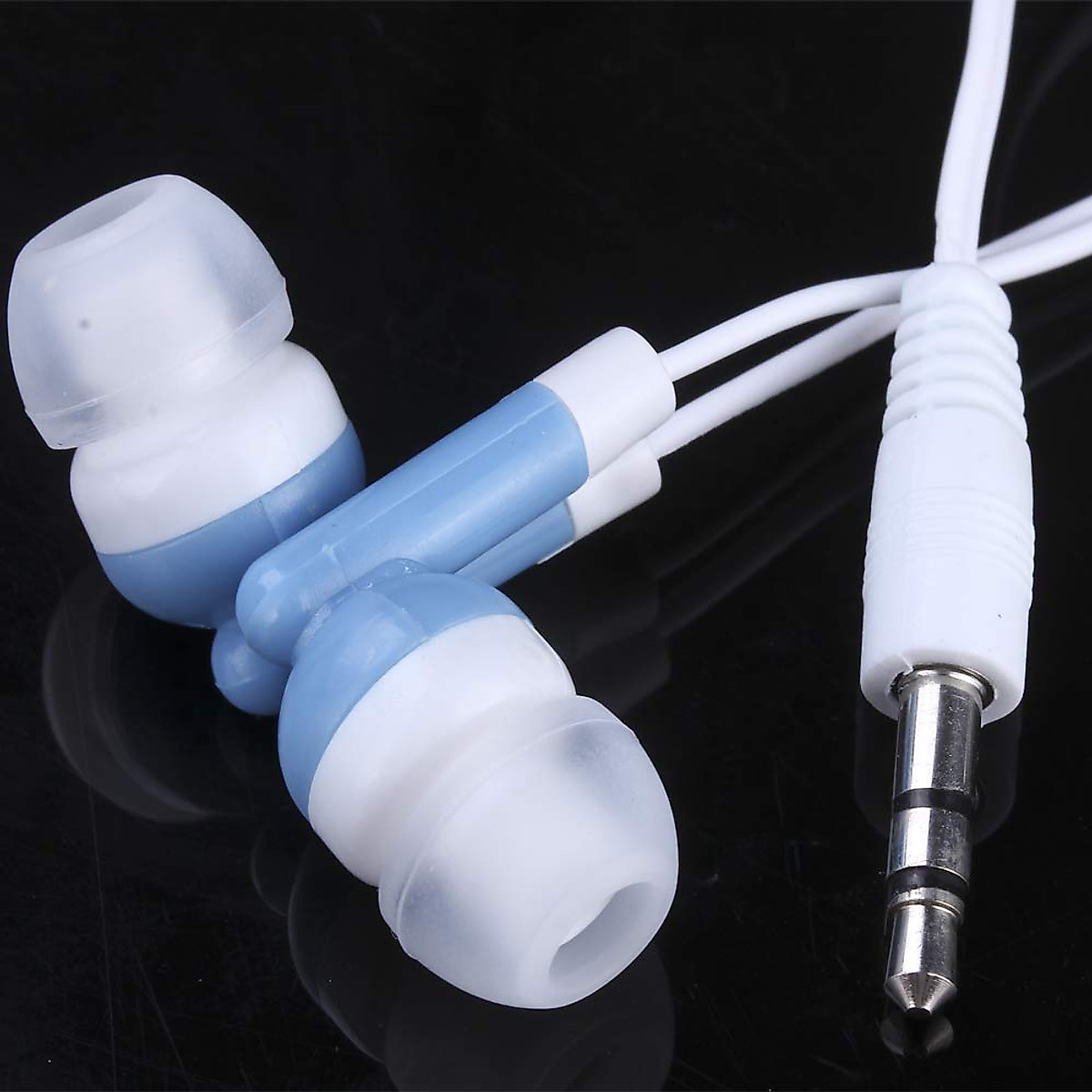 CN-Outlet Wholesale Earbuds Bulk Headphones Individually Bagged 50 Pack for iPhone, Android, MP3 Player for Schools, Libraries, Hospitals (Blue)