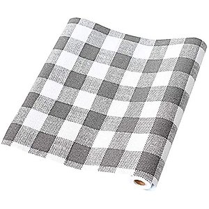 Self Adhesive Vinyl Black and White Plaid Shelf Liner Contact Paper for Cabinets Dresser Drawer Cupboard Table Desk Furniture Walls Decor 17.7"X117"
