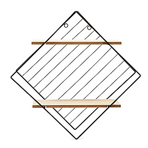 Farmlyn Creek 2 Tier Wall Shelf, Floating Geometric Diamond Rustic Decor (17 x 17 x 4.5 in)