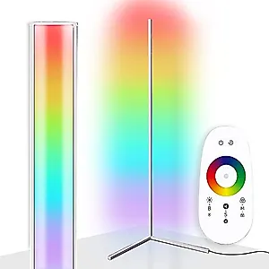 LED Corner Floor Lamp with Remote - Color Changing Corner Lamp, 356 Color, RGB Lamp for Living Room Bedroom Office, Dimmable Corner LED Light, Smart Floor Lamp, 56" Metal Standing Lamp, Corner Light