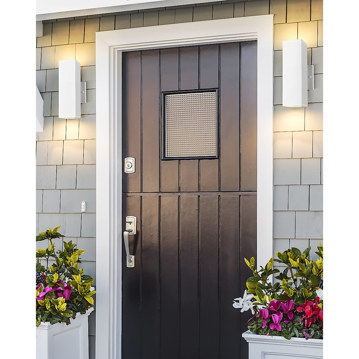 Ken & Ricky Outdoor Wall Lights, Modern Exterior Up and Down Wall Sconces, Square Porch Lights Outdoor Wall with Sanded White Finish - 2 Pack