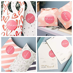 Round Thank You Stickers, Thank You Sticker Supplies for Business Packaging, Bubble Mailers & Bags (1.5'', Light Red)