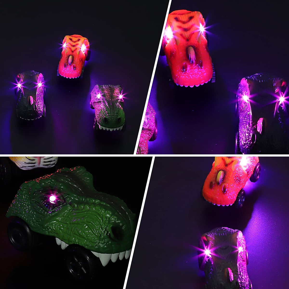 Save Unicorn Tracks Cars only Replacement, Race Cars for Tracks with 3 Flashing LED Lights, Racing Car Track Accessories Glow in The Dark, Compatible with Most Tracks for Kids Boys and Girls(3pack)