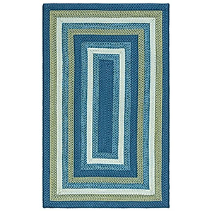 SAFAVIEH Braided Collection Accent Rug - 4' x 6', Aqua & Green, Handmade Farmhouse, Ideal for High Traffic Areas in Entryway, Living Room, Bedroom (BRA230J)
