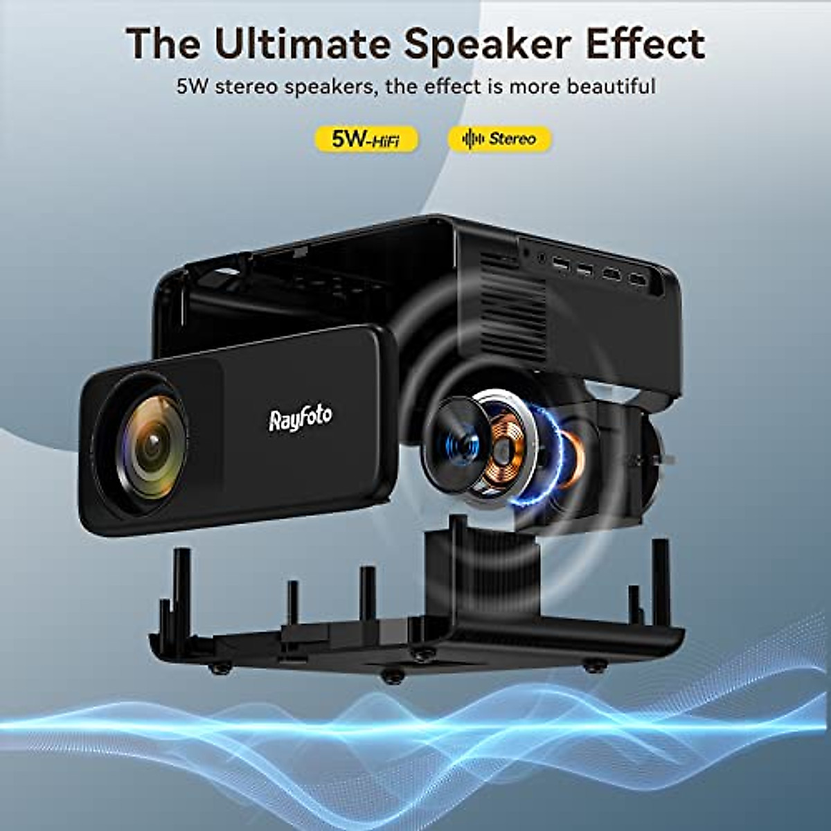 WiFi Bluetooth Projector, Rayfoto 9500L HD Native 1080P Projector, 4K Support Outdoor Movie Projector, Home Projector Compatible with TV Stick, PC, DVD, Laptop / Extra Bag Included, RD-881