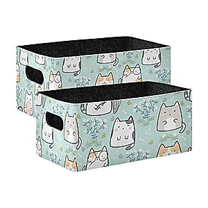 Kawaii Cute Cat Storage Basket Felt Storage Bin Collapsible Towel Storage Convenient Box Organizer for Pet Supplies Magazine