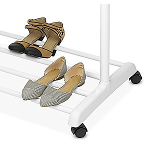 Whitmor Deluxe Adjustable Garment Rack - Rolling Clothes Organizer - White and Chrome