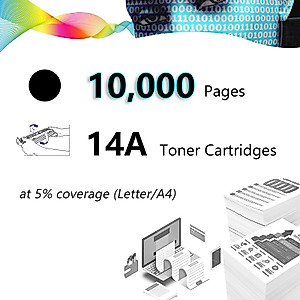 14A Black Toner Cartridge Compatible for HP Laserjet Enterprise MFP 700 M712 M712n M725 M725dn M712dn M725f M725z M712xh 14X CF214X High-Yield CF214A Black x2