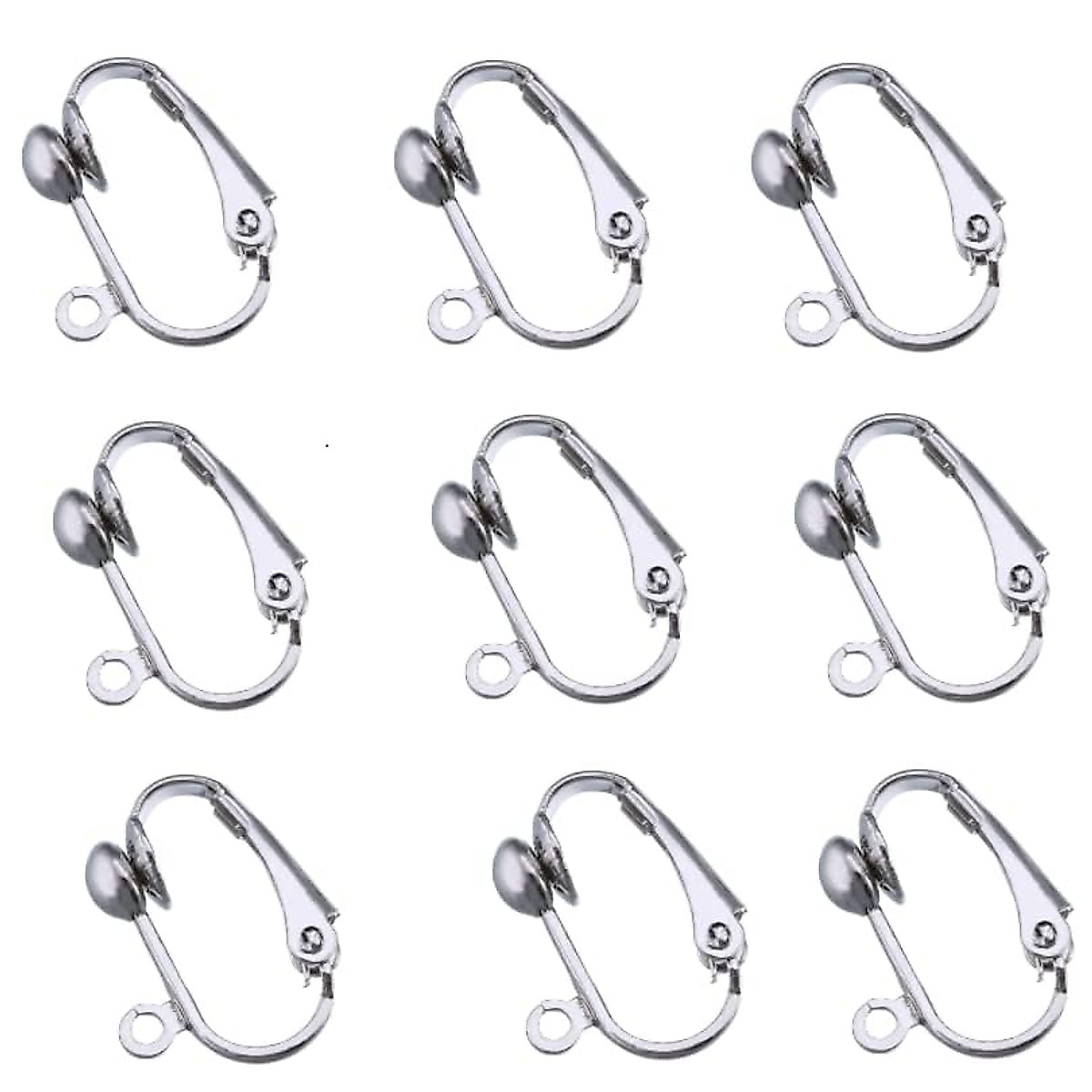 HLLMX 20 PCS Clip-on Earring Converter with Easy Open Loop Hypoallergenic Earring Clip On Backs Parts Components Findings for DIY Earring and Turn Any Studs or Pierced into Clip on (Silver)