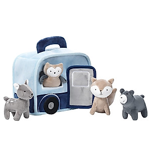 Lambs & Ivy Interactive Blue Camper/RV Plush with Stuffed Animal Toys