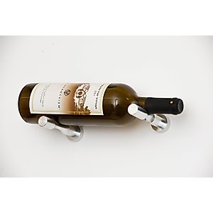 VintageView Vino Pins – Metal Wall Mounted Wine Bottle Rack for Drywall or Wood Surfaces - Stylish Modern Wine Storage with Label Forward Design (Milled Aluminium, 1 Bottle)