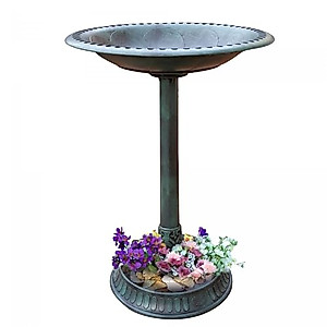 Gray Bunny 29" Bird Baths for Outdoors, Tall Bird Bath, Stylish Design with Steel Ground Anchors for Lawn, Patio or Garden - Green