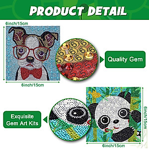 Diamond Painting Kits for Kids Animal 5D Diamond Gem Art by Number Dotz Kits Art and Crafts for Kids Ages 6-8-10-12 Girls Boys for Birthday Christmas Gifts (4Pcs)