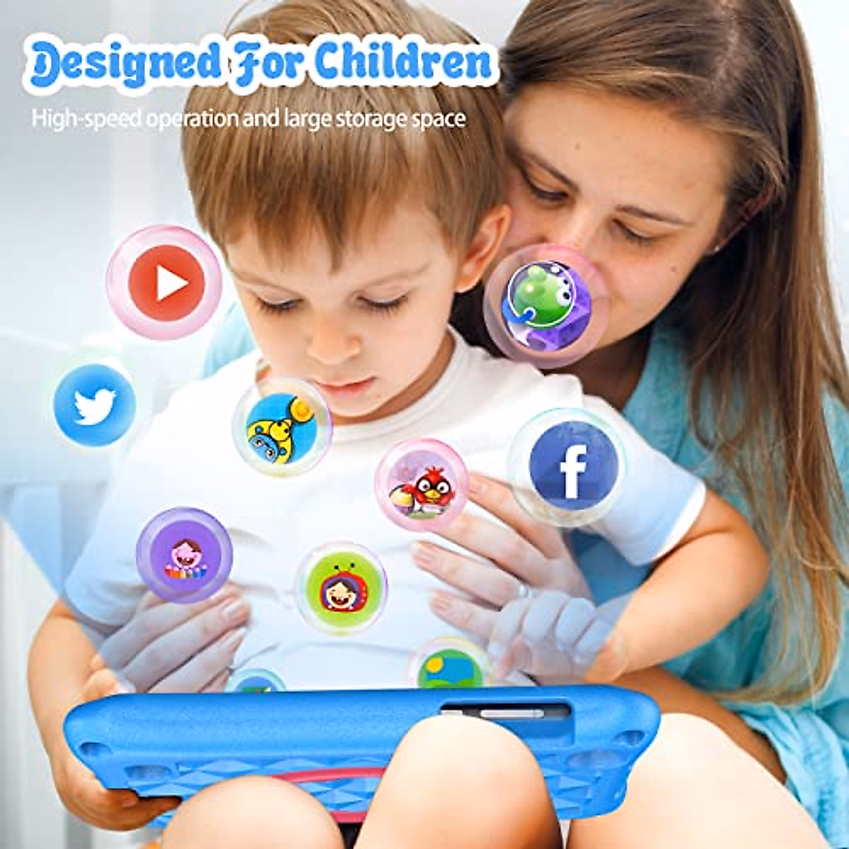 VASOUN Kids Tablet 7 Inch Tablet for Toddlers, Android 11 Tablet 2GB RAM 32GB Storage with WiFi Dual Camera, Parental Control Mode Google Playstore YouTube Netflix for Boys Girls (Blue)