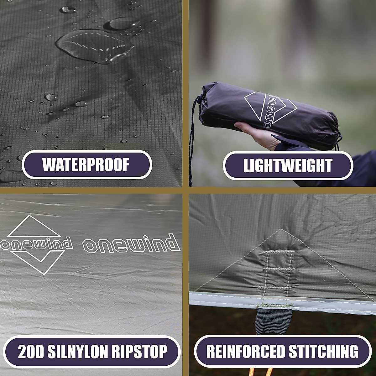 onewind Hammock Tarp Shelter Rainfly Kits Camping Tent -11' Hammock-12' Tarp