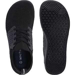 WHITIN Men's Trail Running Shoes Minimalist Barefoot Sneakers Extra Wide Width Toe Box Size 12W Low Zero Drop Gym Workout Fitness Breathable Black 45