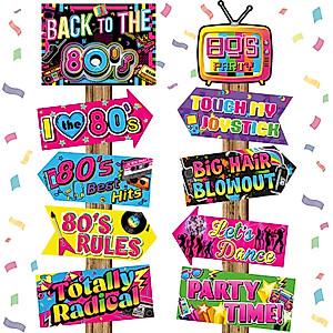20 Pieces 80's Party Sign Back to 80s Theme Photo Booth Props Retro Party Decorations Birthday Party Favors Cute Cassette Tape 10 Styles 80s Cutouts for 1980s Neon Throwback Adults Birthday Supplies