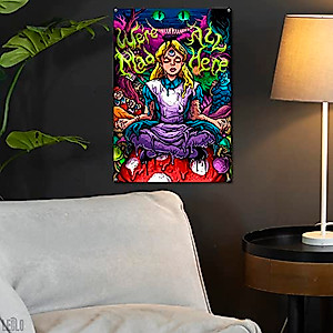 Trippy Tapestry for Bedroom Wall Decor - Alice in Wonderland Tapestry Picture Canvas Art Posters for Room Modern Wall Art Print - 15.7 x 23.6 IN (40x60cm) Bedroom Decor Posters Trippy Wall Decoration