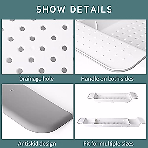 JUSHUMAOYI - Adjustable Bathtub Caddy Tray- Bath Tub Table Caddy -Bath Tray for Bathtub -White