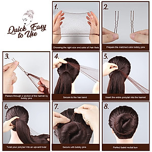 Teenitor Hair Accessories Hair Net Set, Includes 40pcs Invisible Hair Nets for Ballet Recital & 80pcs Bobby Pins for Bun Maker, Brown, 3 Size