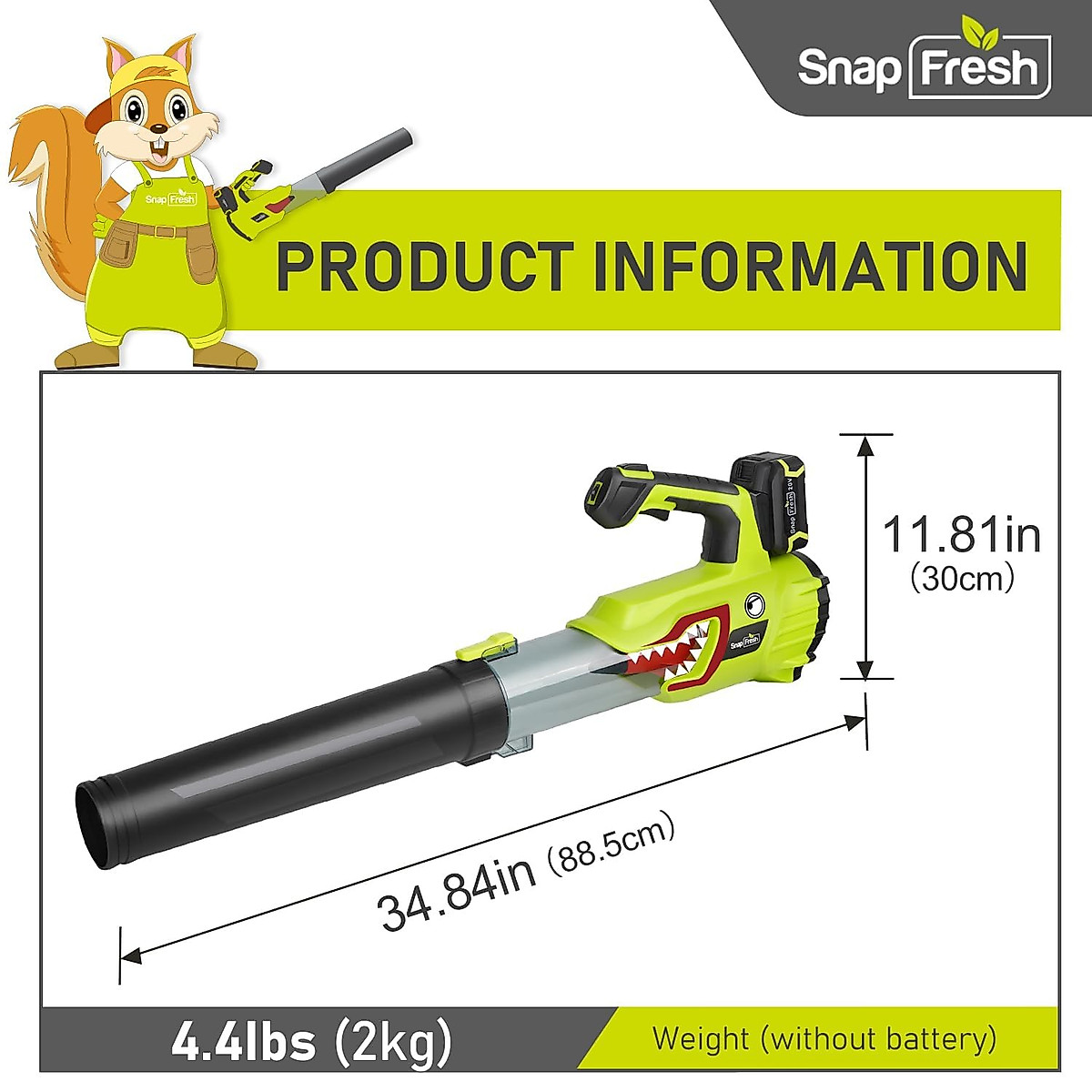 SnapFresh Cordless Leaf Blower - 550CFM Electric Leaf Blower Cordless with 4.0 Ah Battery and Fast Charger - 20V Lightweight Leaf Blower for Yard and Garden, Battery Operated Blower for Lawn Care