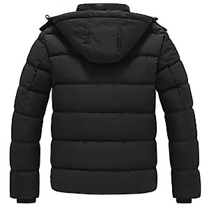 GGleaf Men's Hooded Winter Coat Warm Puffer Jacket Thicken Quilted Jacket Large Black