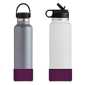 Affute Diamond Silicone Boot for Hydroflask Water Bottle and Other Stainless Steel Bottles 12 18 21 22 24 32 40 oz, (Eggplant, 12-24oz)