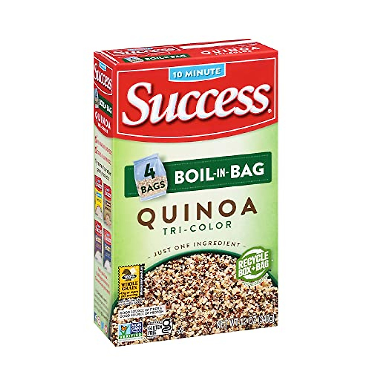 Success Boil-In-Bag Quinoa, Quick Tri-Color Quinoa, 12-Ounce Box