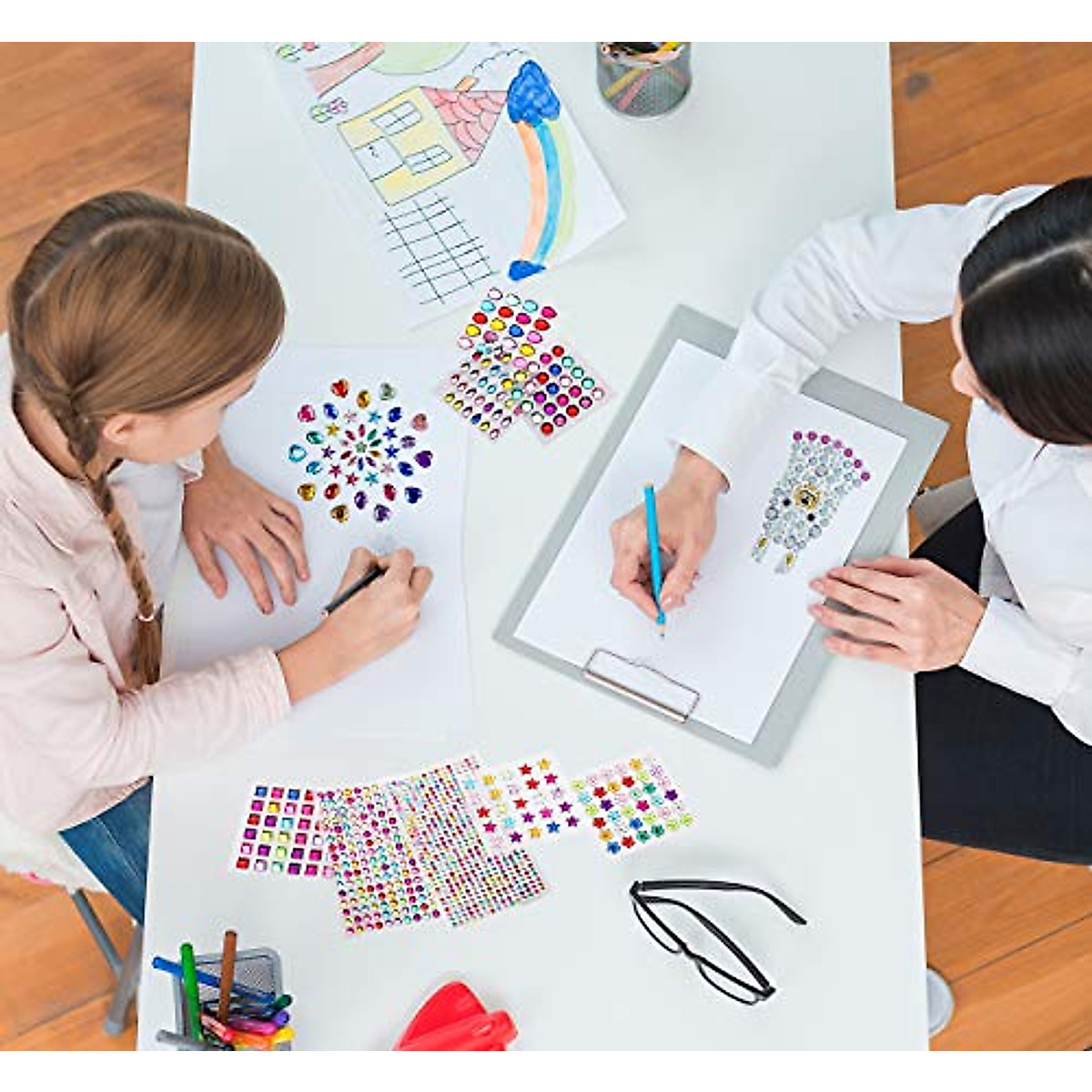 Jewel Gem Sticker 1852Pcs Self Adhesive Craft Stickers Rhinestone Bling Jewels Sticker for Makeups/DIY Nail/Body/Phone Decoration, 16 Sheets